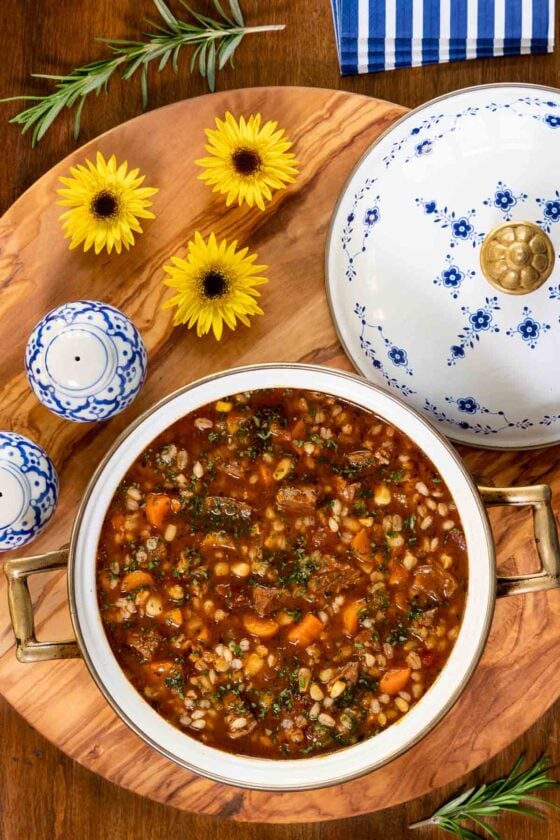 Guinness Slow-Roasted Beef Barley Soup - The Café Sucre Farine