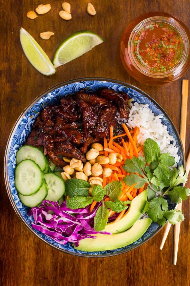 Vietnamese Caramelized Pork Salad Bowls