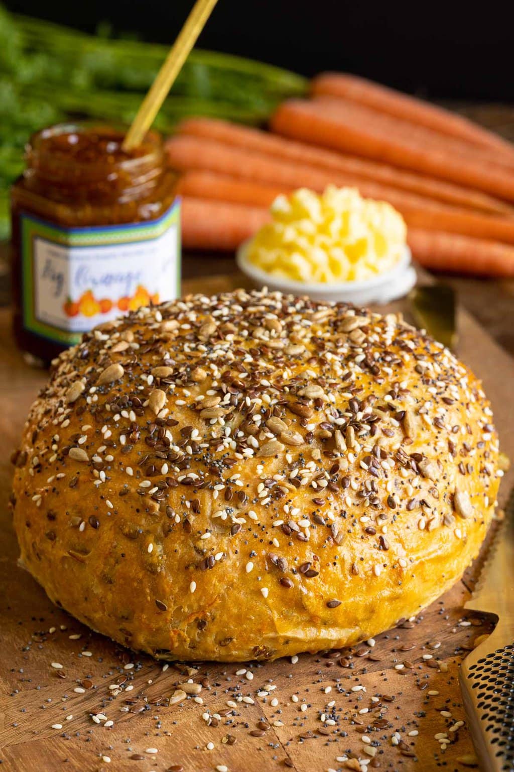 No-Knead Scandinavian Seeded Carrot Rolls - The Café Sucre Farine