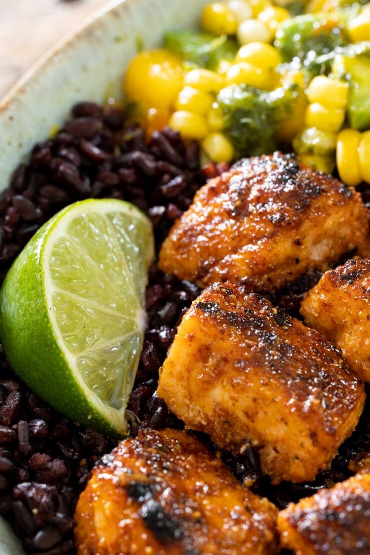 Mexican Salmon Rice Bowls with Fresh Corn and Mango Salsa - The Café ...