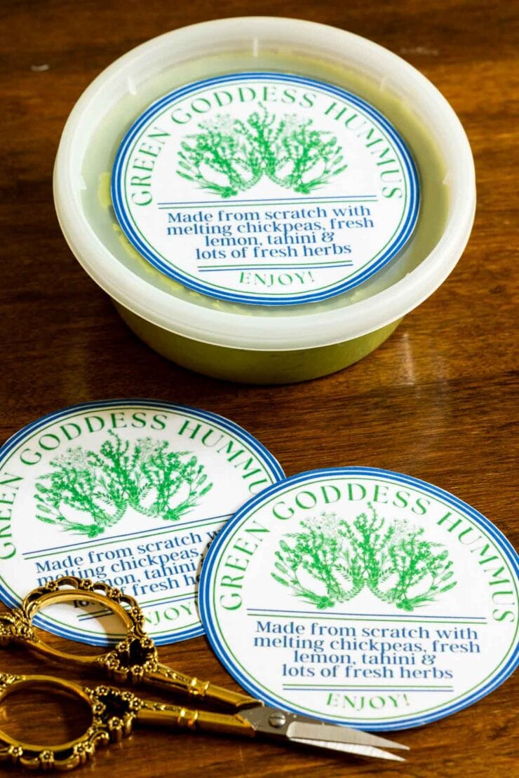 Green Goddess Hummus (with free printable labels for gifting) - The ...